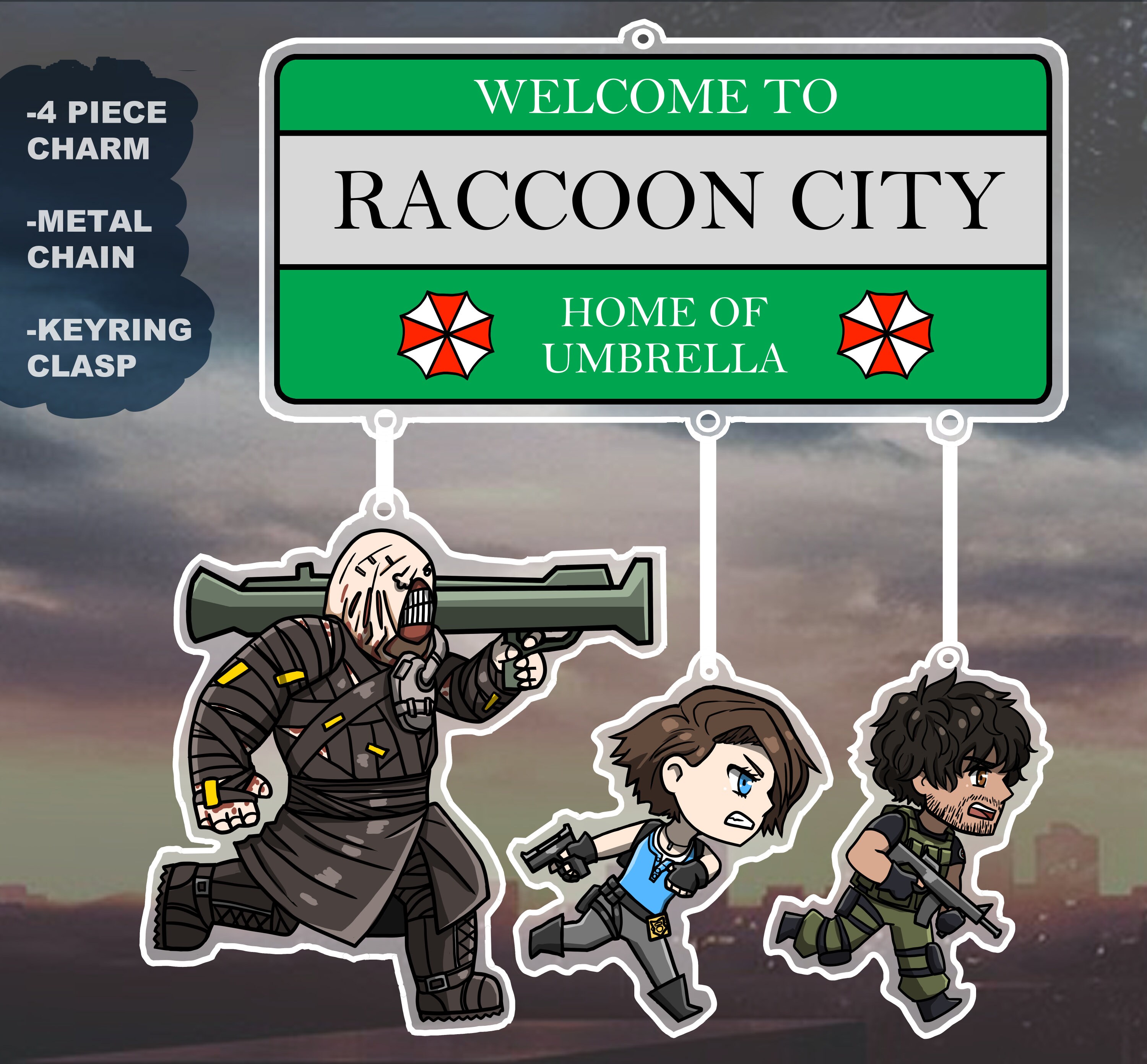 Fan Inspired Resident Evil 2 & 3 Chase Keychain Acrylic Charm - Etsy