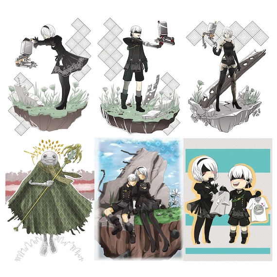 Fan Inspired Nier Automata Illustrated Mini Print Postcard 5 X | Etsy