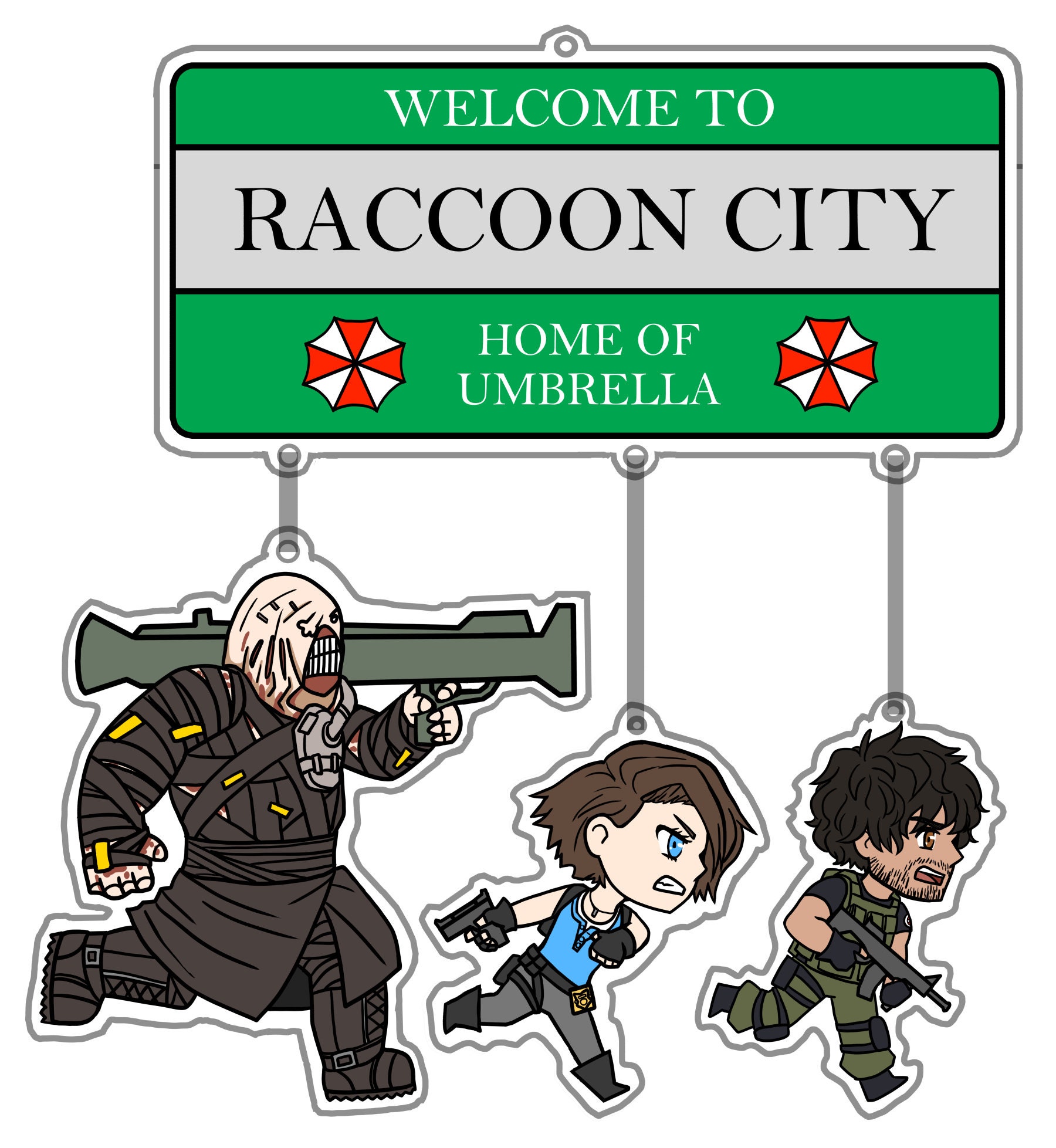 Fan Inspired Resident Evil 2 & 3 Chase Keychain Acrylic Charm - Etsy