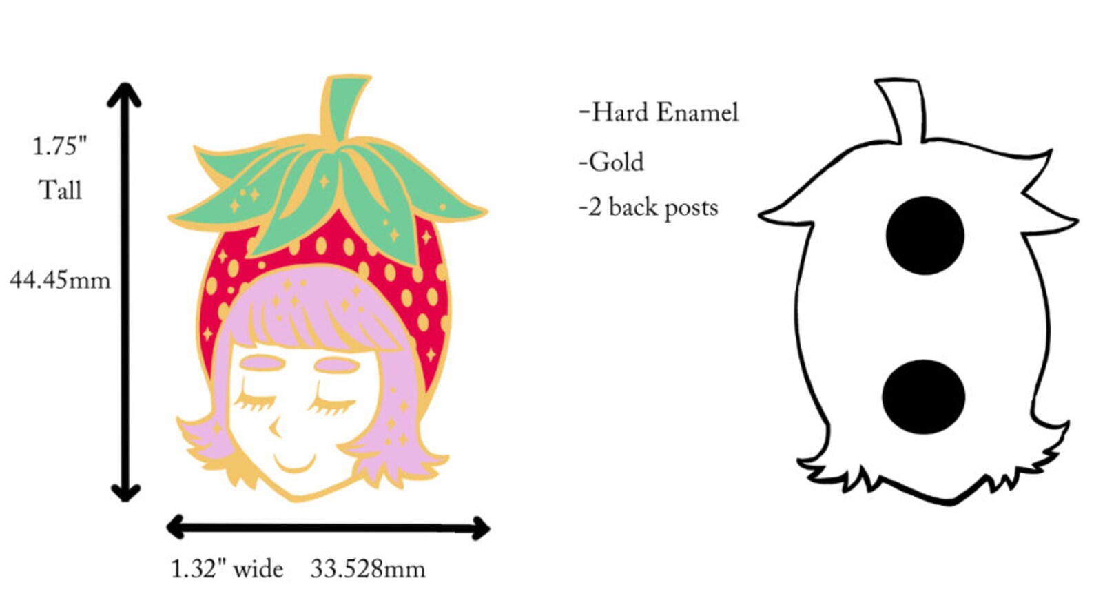 Strawberry Girl Enamel Pin - Etsy