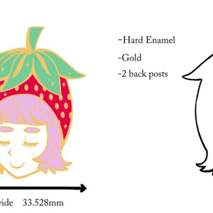 Strawberry Girl Enamel Pin - Etsy