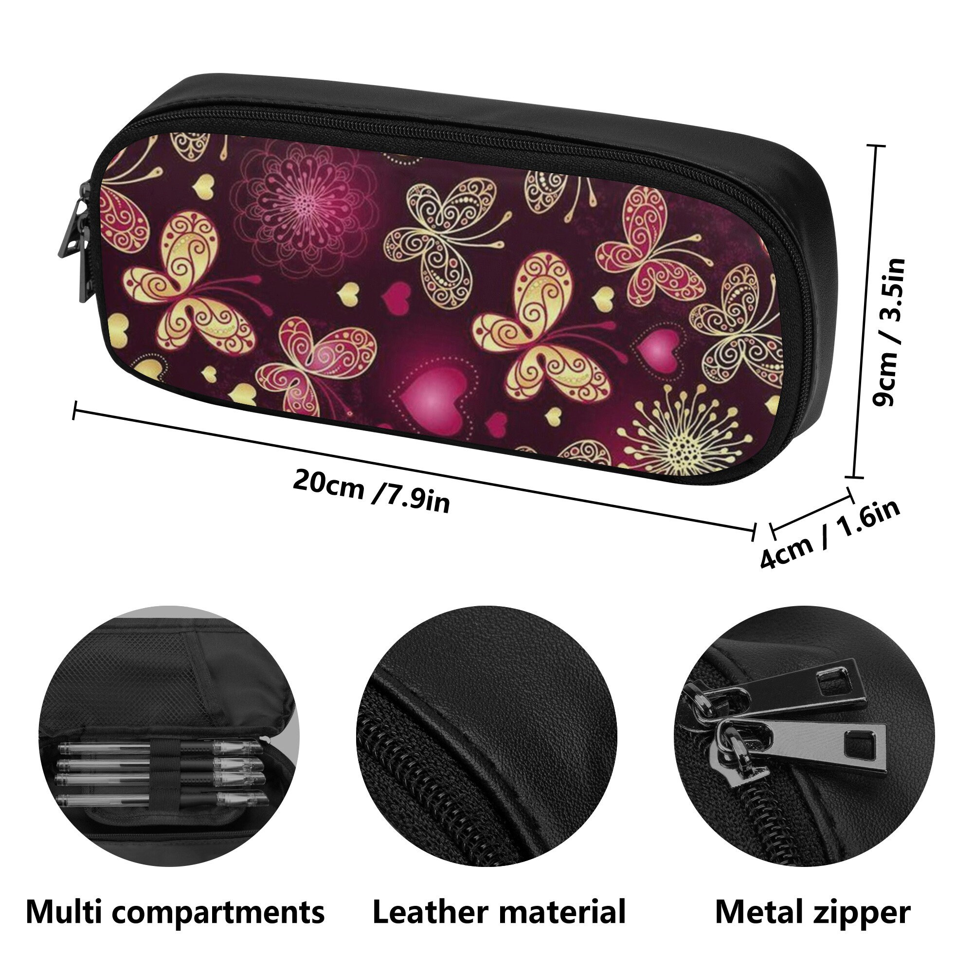 PU Leather Pencil Case, Soft Pencil Case for Students, Durable PU ...