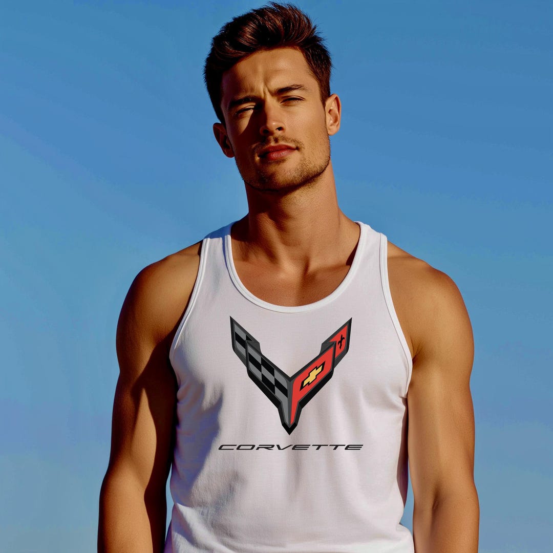 Corvette C8 Men's Jersey Tank, Beach Tank, Gym Top, Corvette Shirt, C8 ...