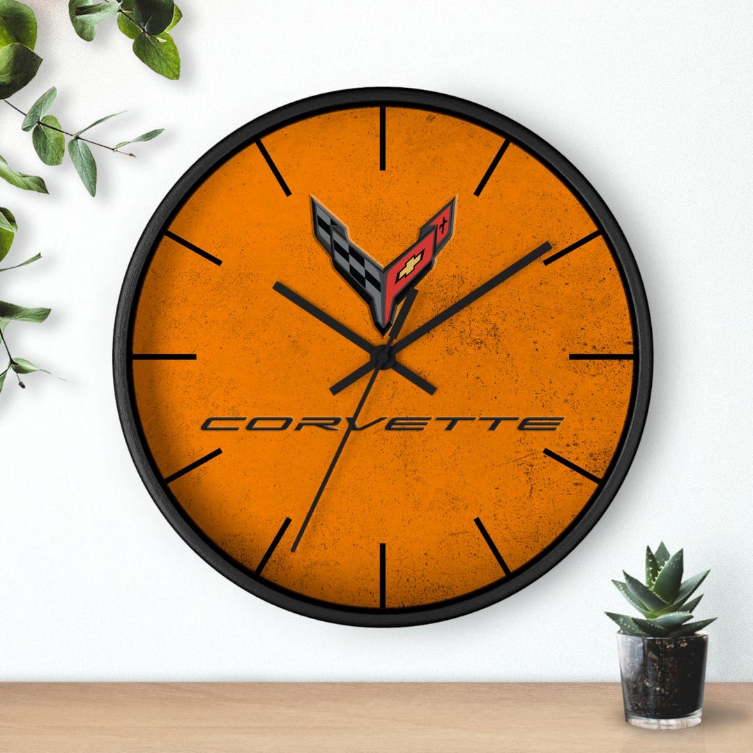 Corvette C8 Wall Clock, Racing Home Decor, Gift for Him, Man Cave Clock ...