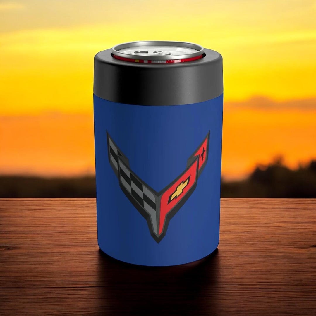 Corvette C8 Blue Can Coozie for Fans, Beer and Soda Holder, Drink ...