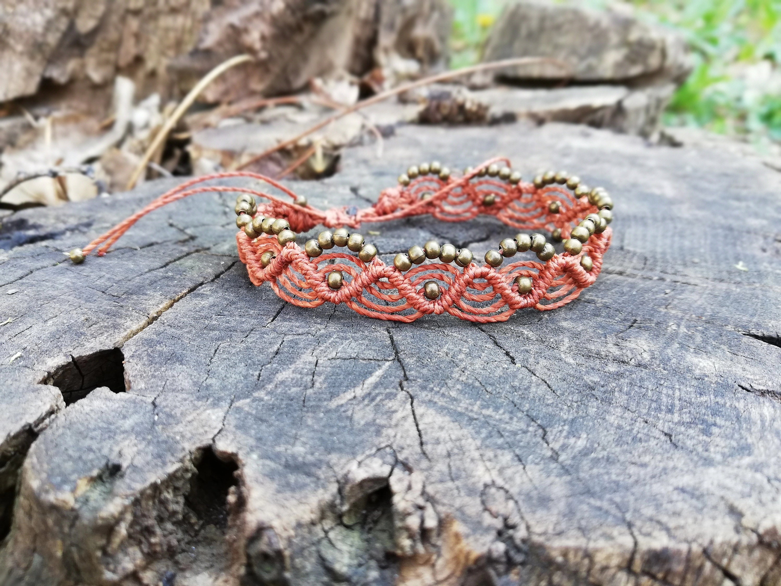 Brown Macrame Handmade Anklet With Beads / Tribal Festival - Etsy