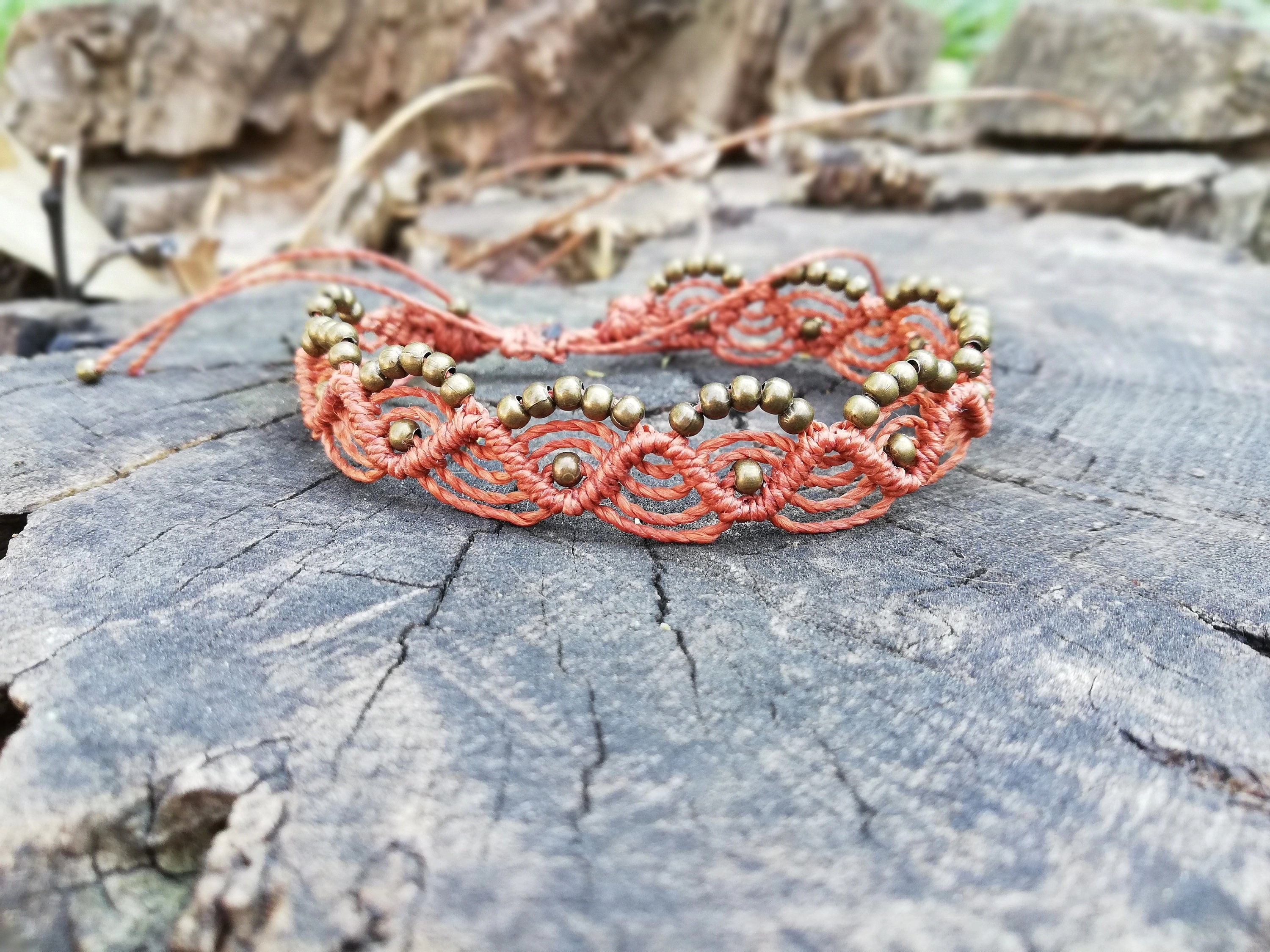 Brown Macrame Handmade Anklet With Beads / Tribal Festival - Etsy