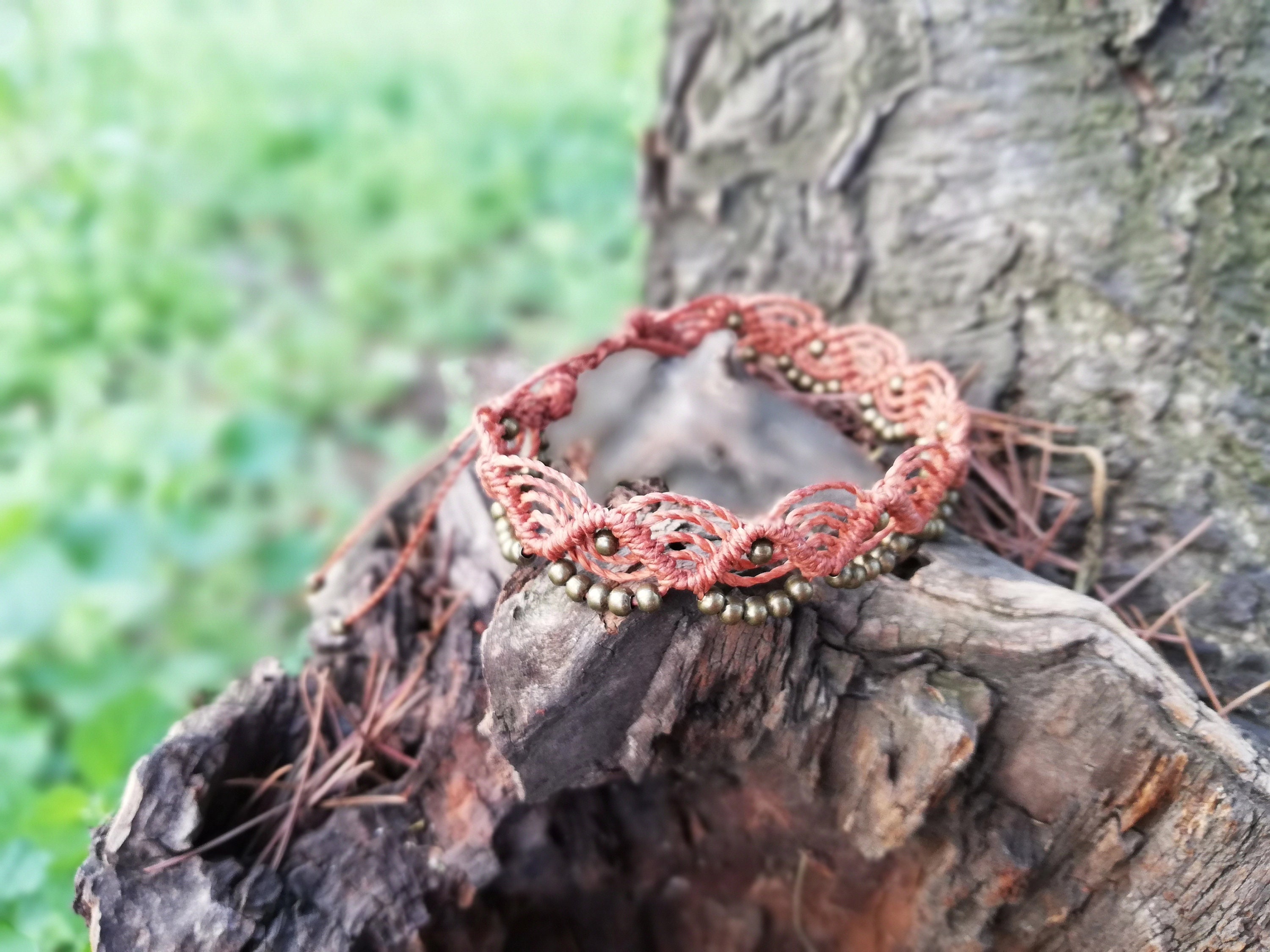 Brown Macrame Handmade Anklet With Beads / Tribal Festival - Etsy