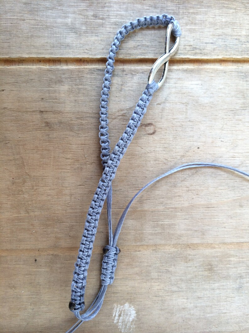 Gray Macrame Bracelet With Infinity Pendant / Handmade - Etsy