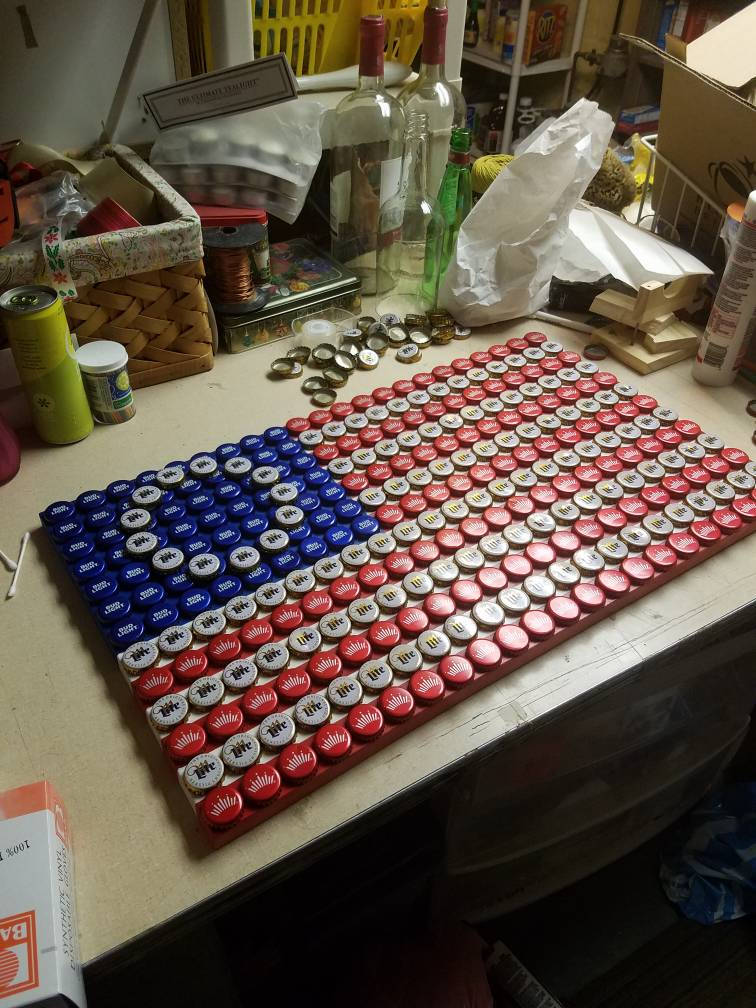 American Flag Bottle Cap Sign | Etsy