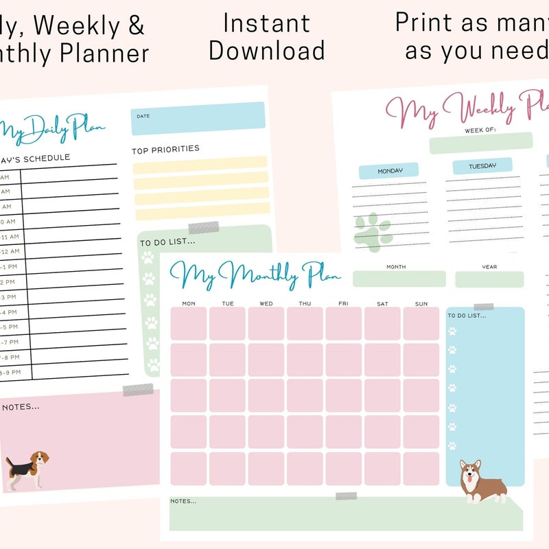 Dog Monthly Planner - Etsy