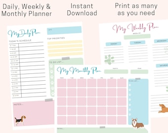 Dog/puppy Weekly Schedule Planner Printable - Etsy UK