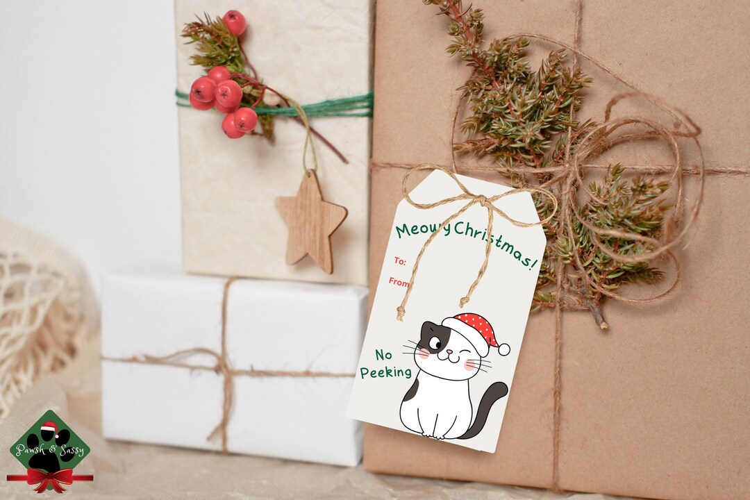 Printable Meowy Christmas Cat Gift Tags, Christmas Tags With Cats ...