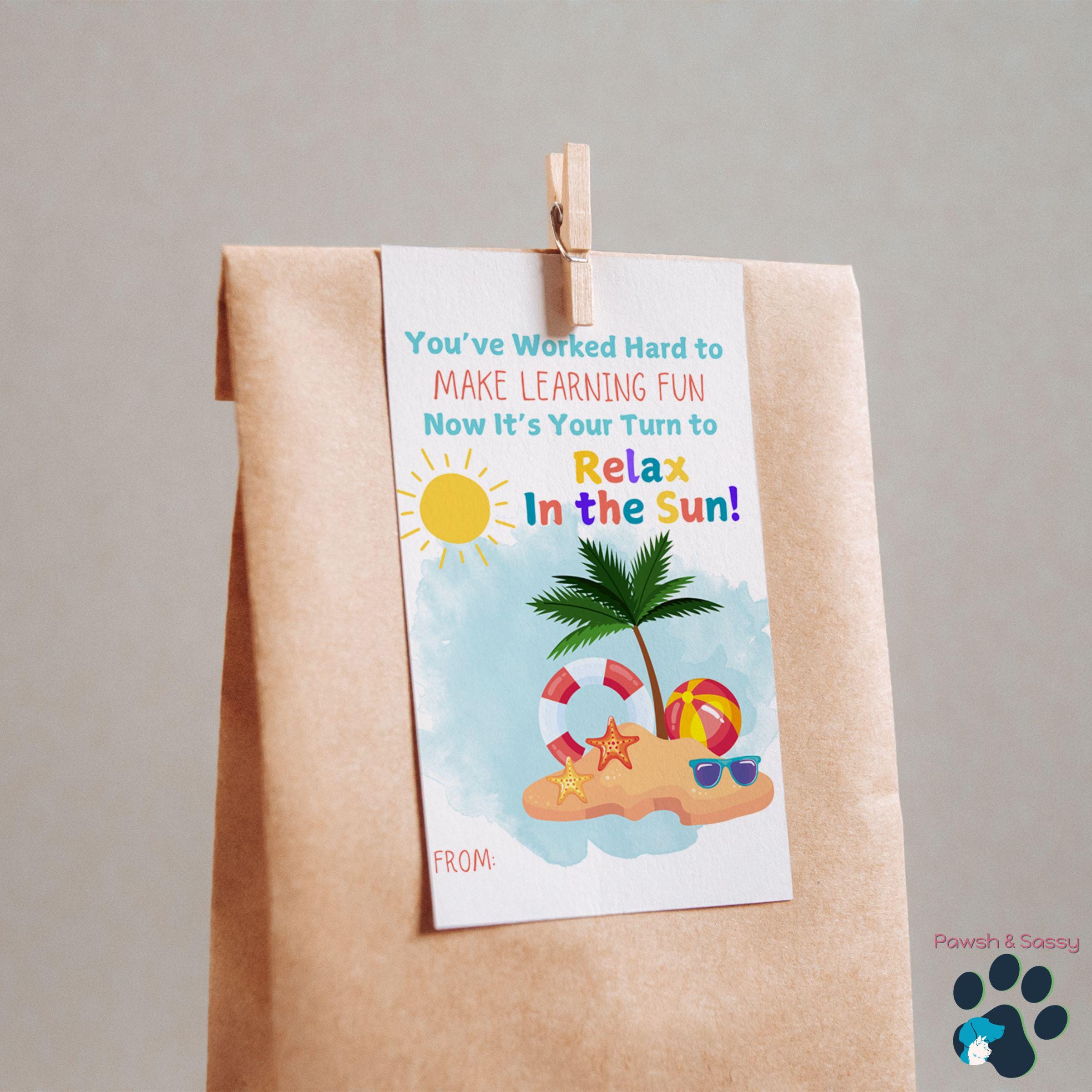 Printable Teacher Thank You Gift Tag, End of School Year, Summer ...