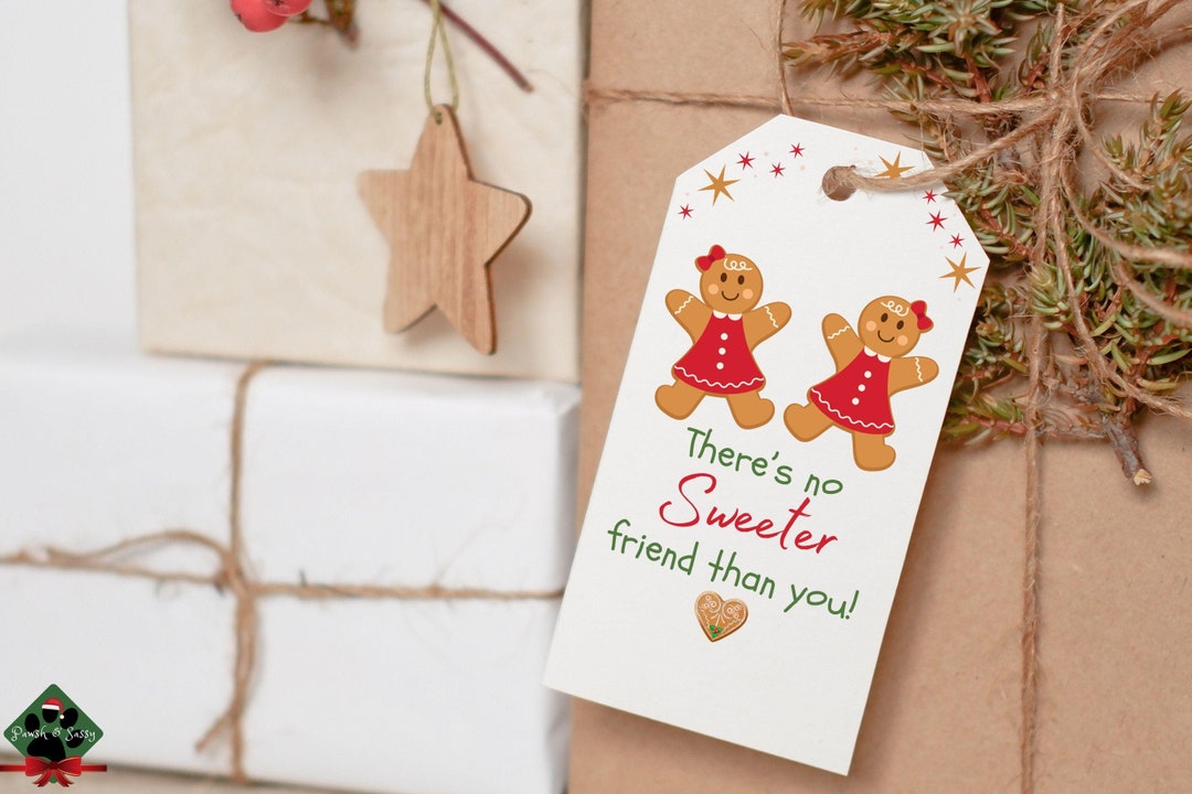 Printable Friend Christmas Gift Tag, Gingerbread Tag, Favor Tag, Best ...