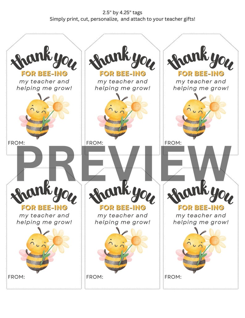 Printable Teacher Gift Tag, Teacher Appreciation Week, End of School ...
