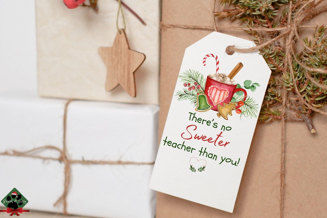 Printable Teacher Christmas Gift Tag, Teacher Thank You, Favor Tag ...