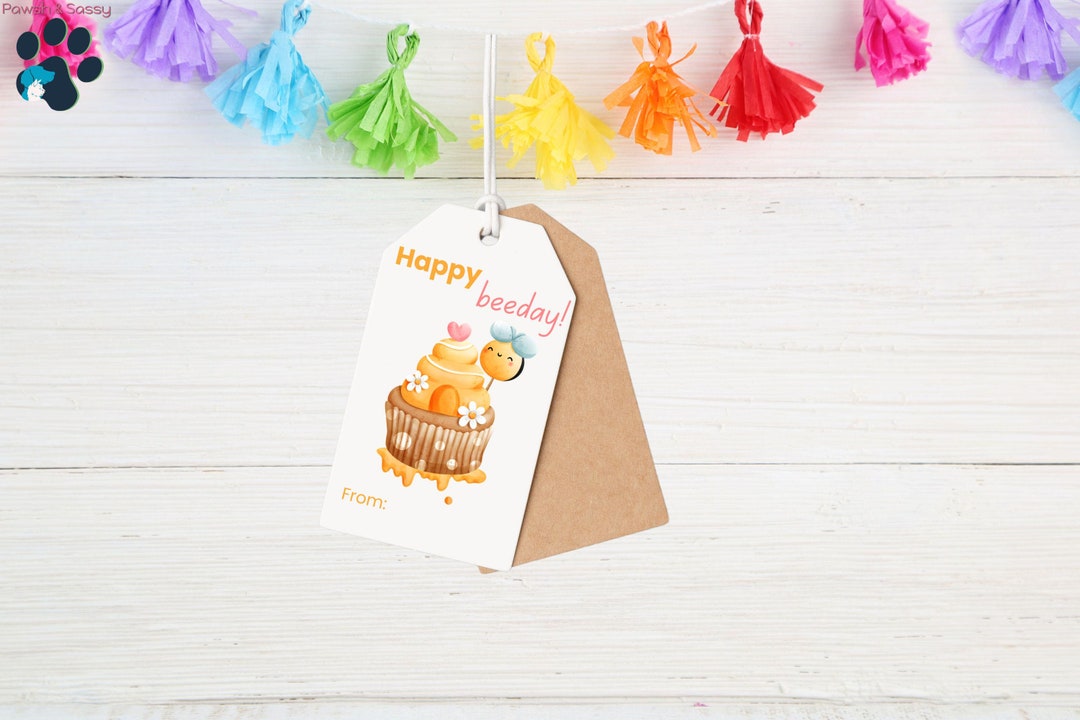 Printable Happy Beeday Gift Tags, Happy Birthday, Cute Bee Birthday ...