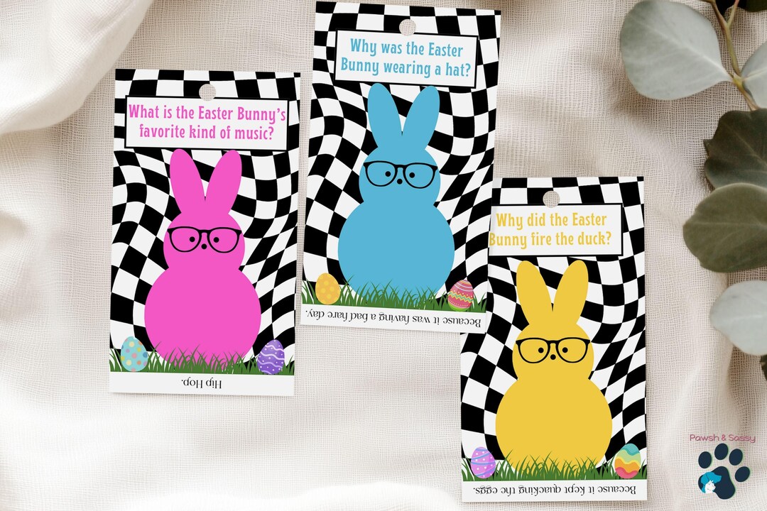 6 Printable Dad Joke Easter Gift Tags, Bunny Gift Wrap, Easter Basket ...