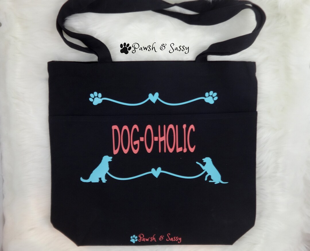 Dog-o-Holic Tote Bag / Dog Mom Gift / Dog Market Bag / Sac en toile ...