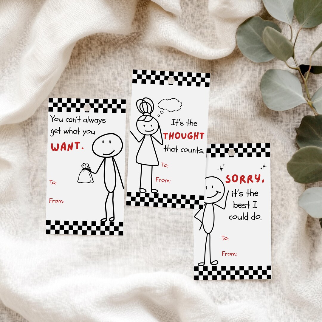 12 Printable Sarcastic Stick Figure Gift Tags, Birthday, Christmas ...