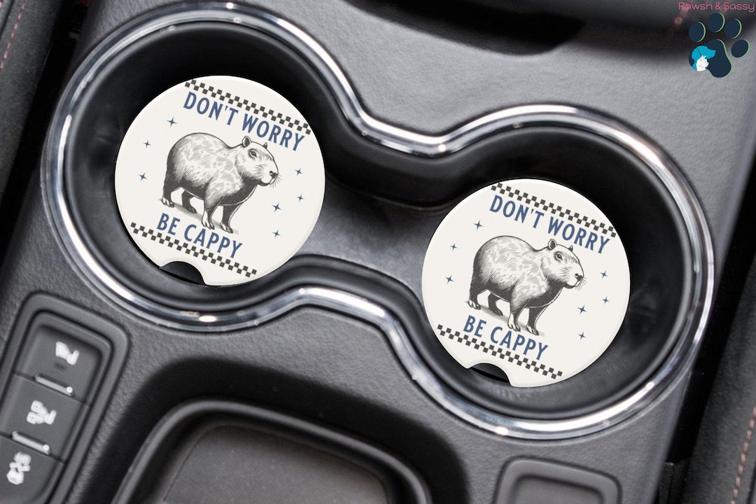 Don't Worry Be Cappy Capybara Soapstone Car Coaster, Capybara Meme ...