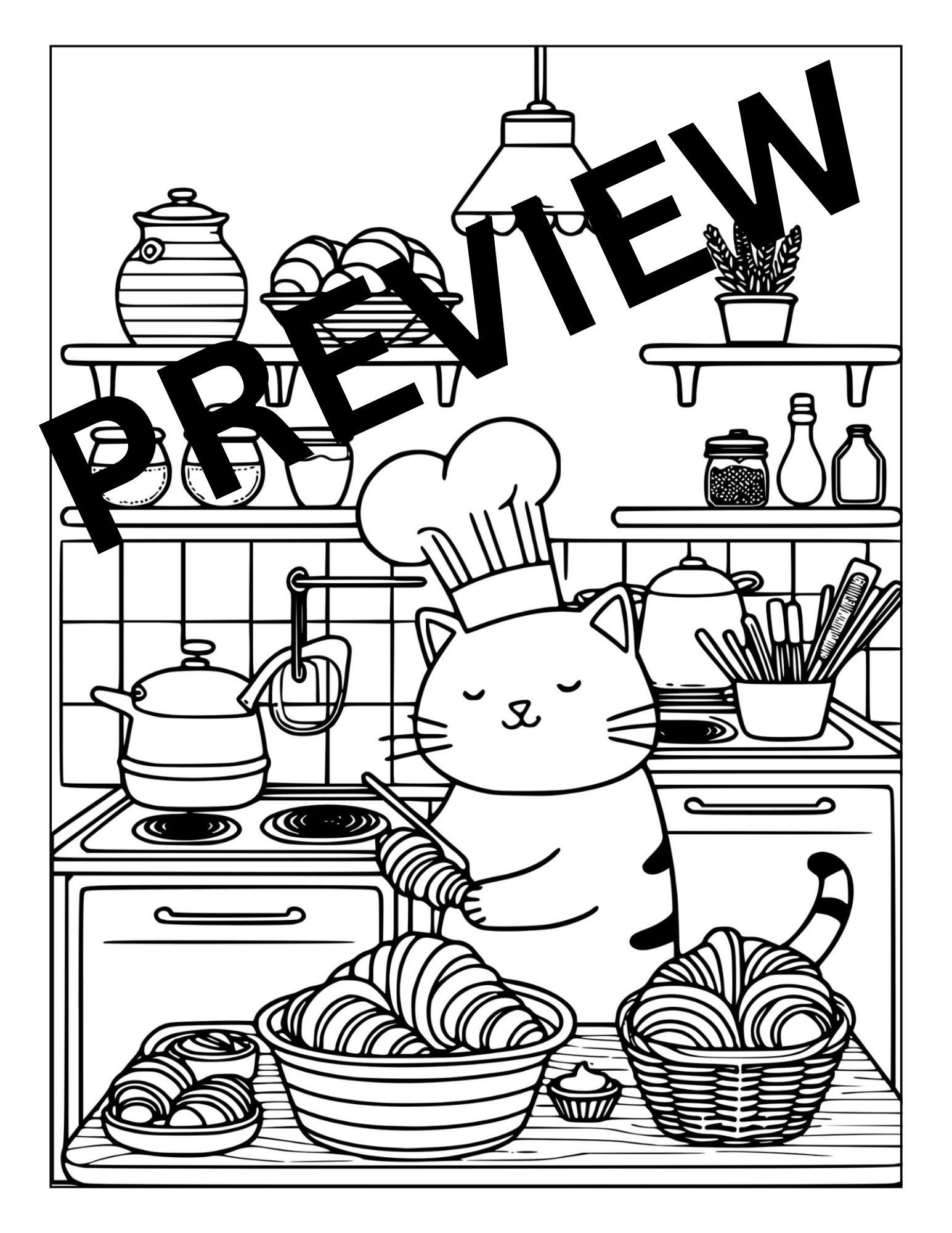 Printable Cat Coloring Pages, Feline Foodies, Relaxation, Cute Kittens ...