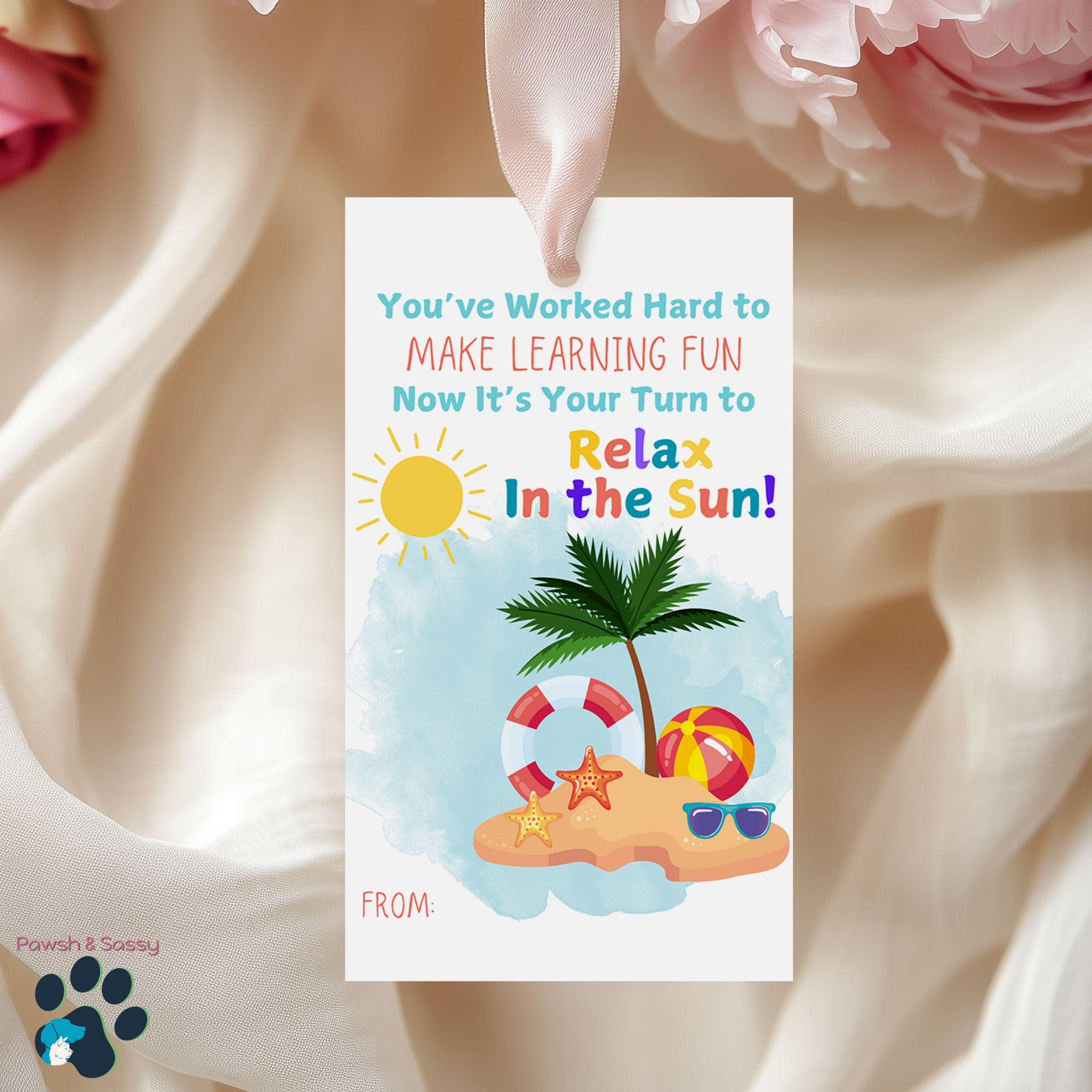 Printable Teacher Thank You Gift Tag, End of School Year, Summer ...