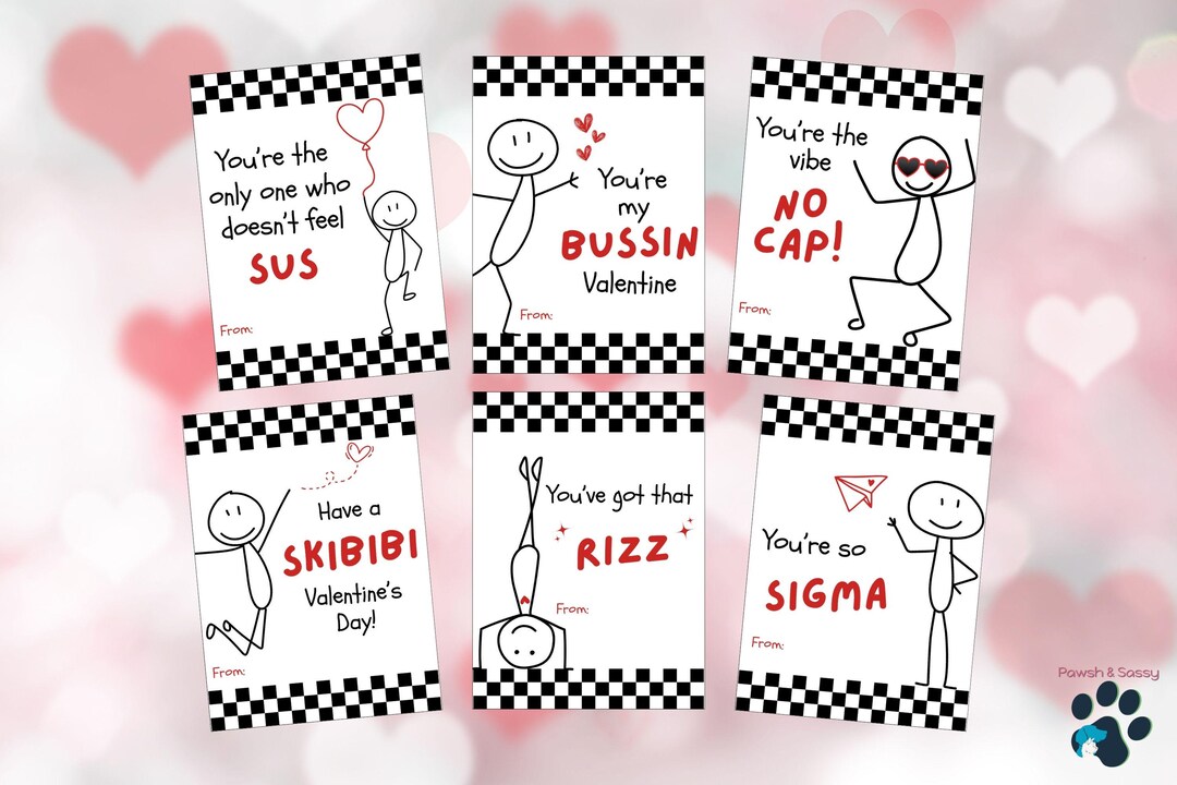 Printable Kids Slang Valentines, Funny Classroom Valentine's Day Cards ...