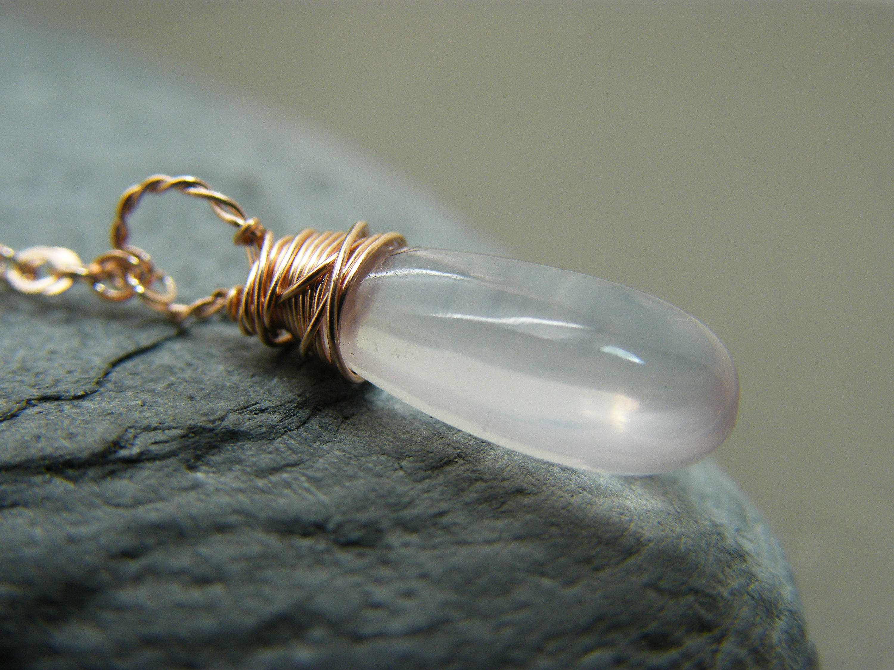 Rose Quartz Rose Gold Necklace Rose Quartz Necklace Rose | Etsy