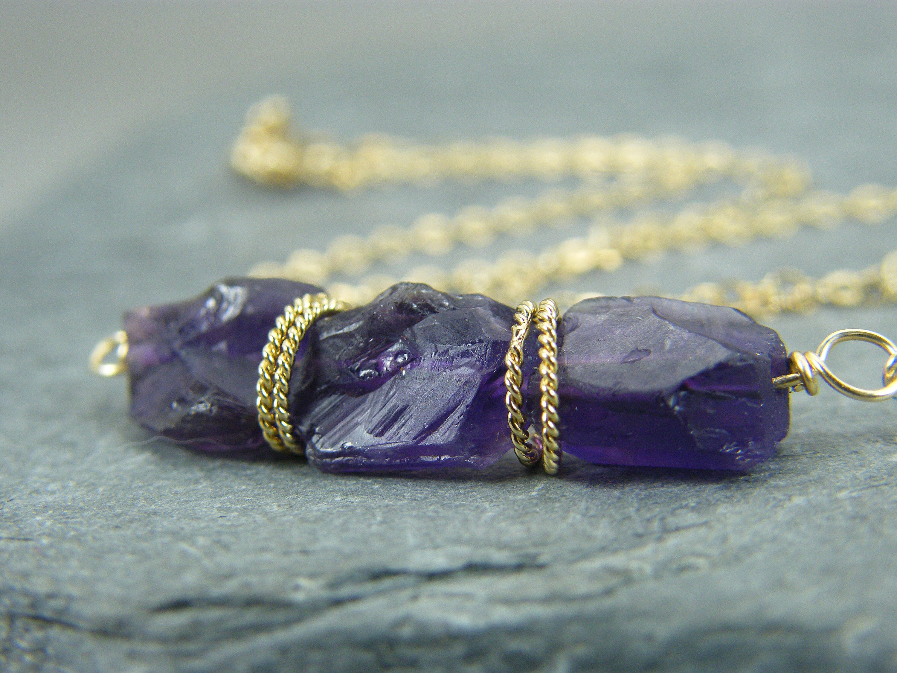 Amethyst necklace for women Raw amethyst stone necklace | Etsy