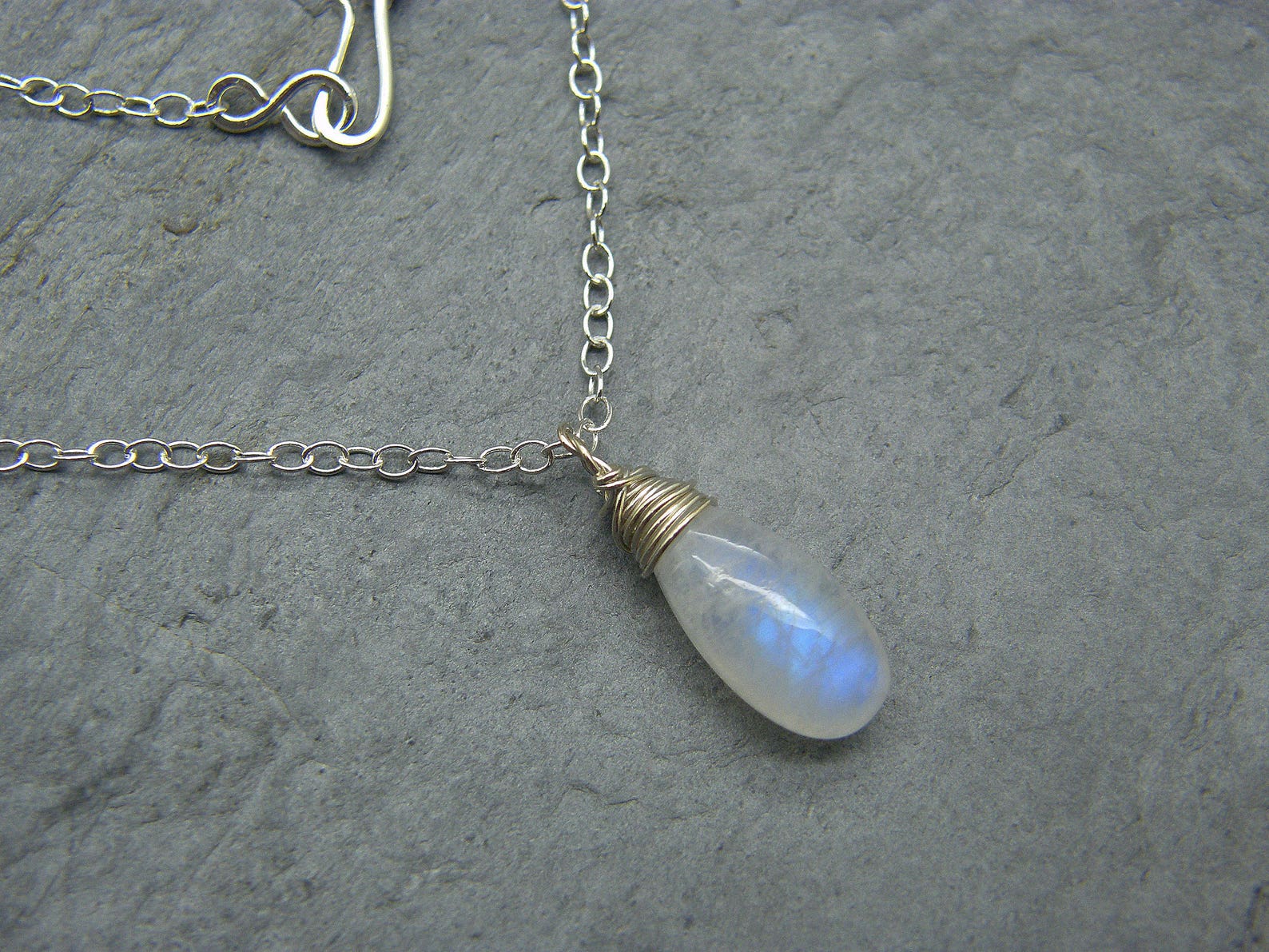 Blue Moonstone Necklace Blue Moonstone Pendant Moonstone | Etsy UK