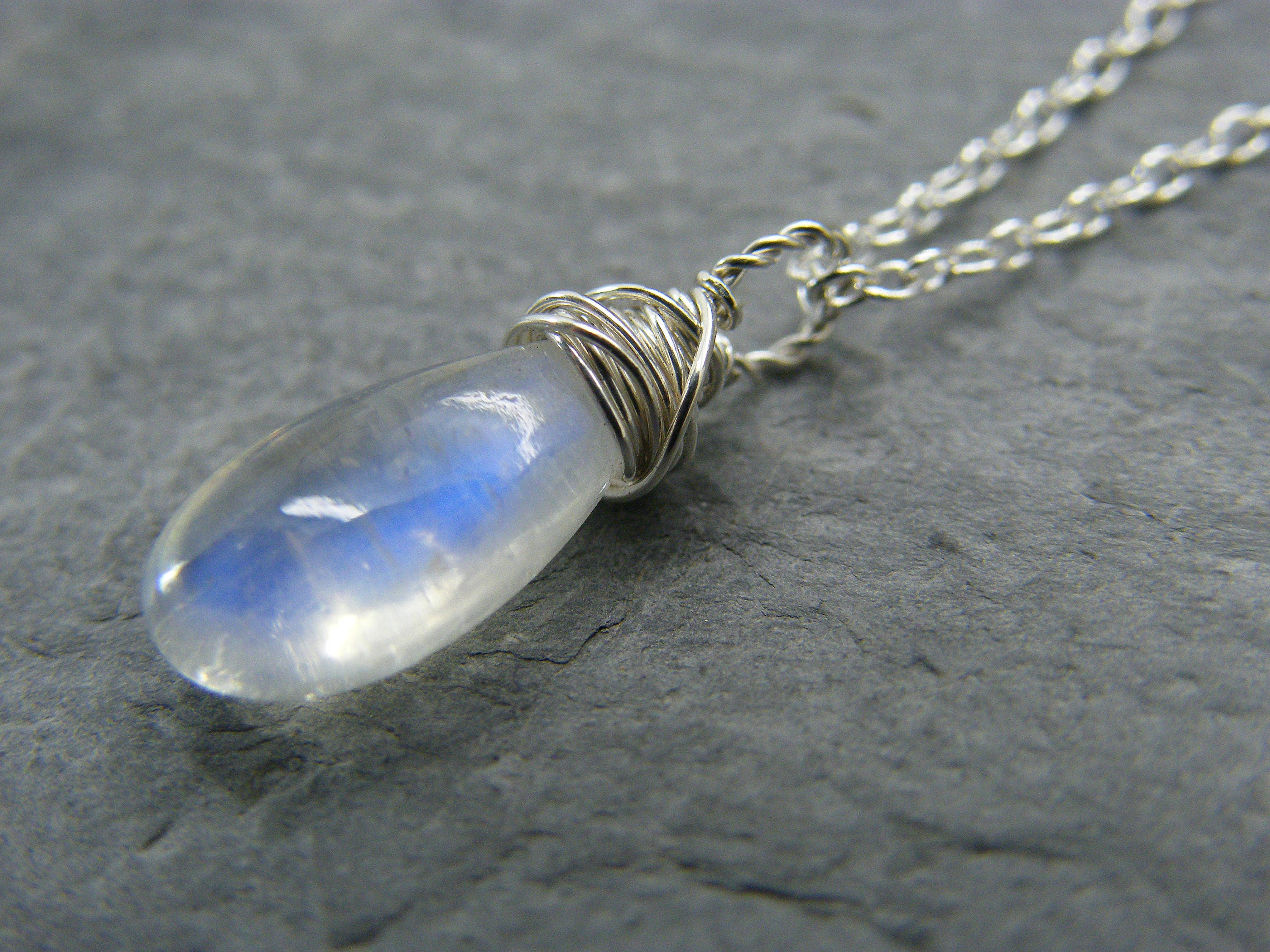 Blue Moonstone Necklace Blue Moonstone Pendant Moonstone - Etsy UK