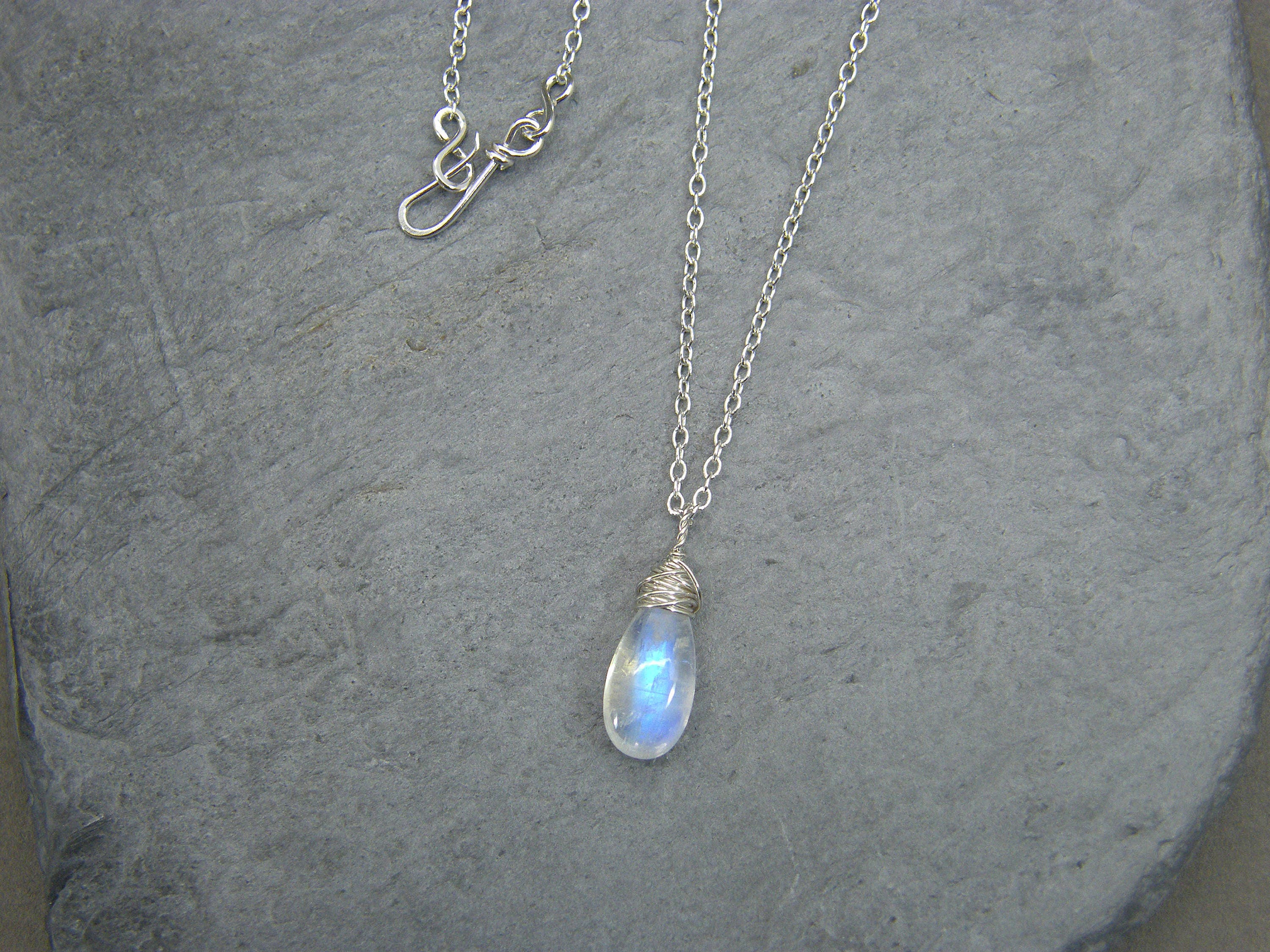 Blue Moonstone Necklace Blue Moonstone Pendant Moonstone - Etsy UK