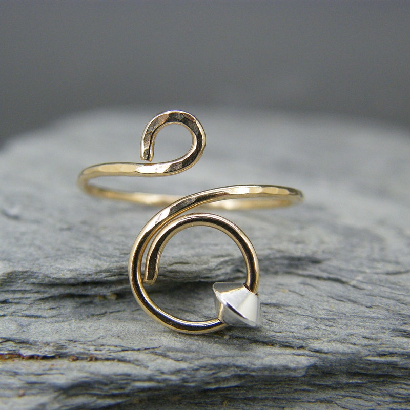 Silver and Gold Ring - Etsy