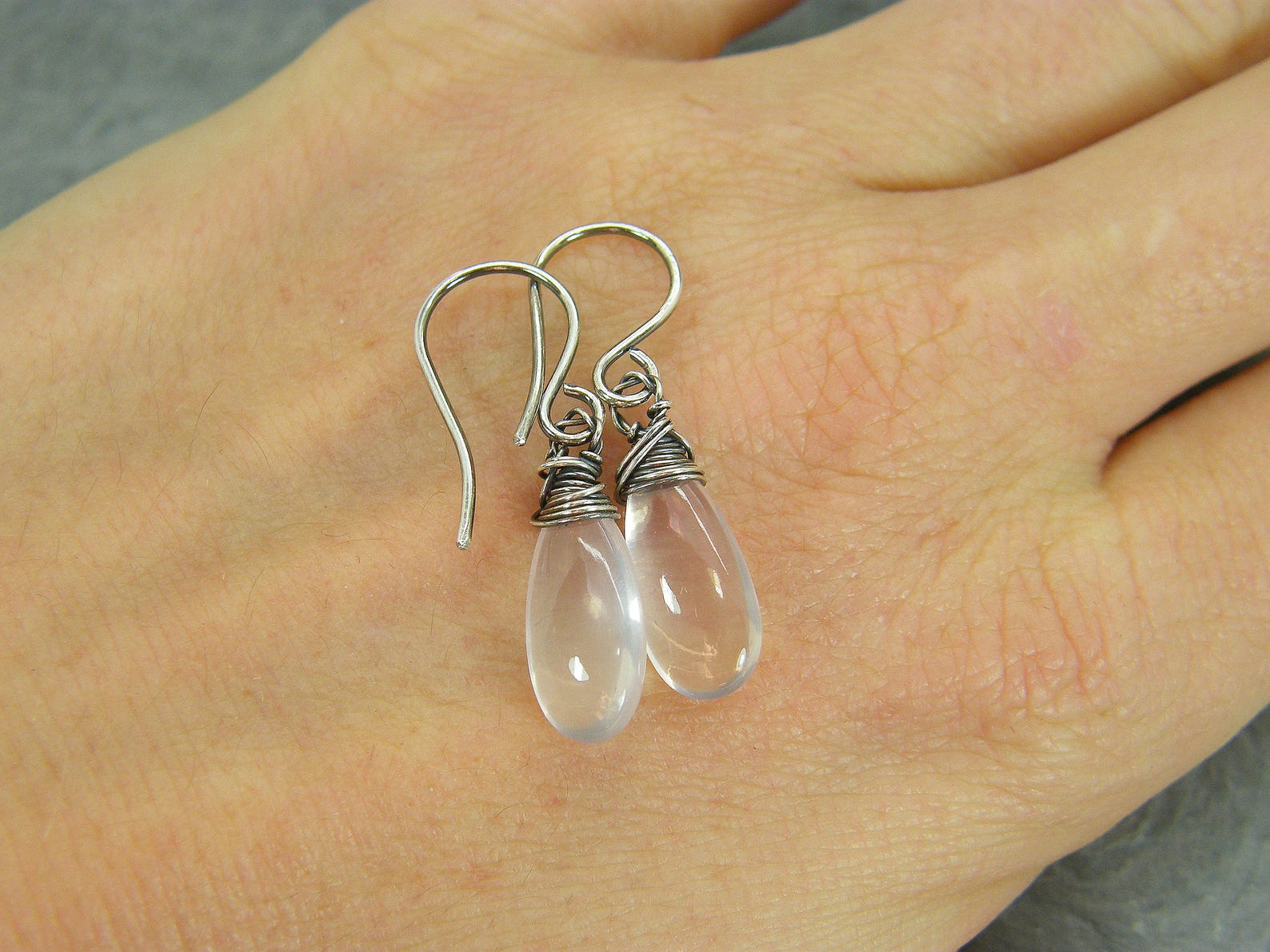 Rose Quartz Earrings Rose Quartz Antique Silver Rose - Etsy