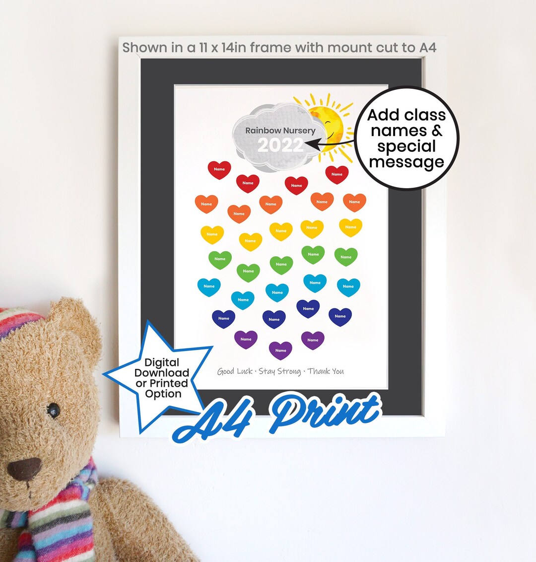 Personalised Printable Leavers Class Artwork Print, School Decor ...