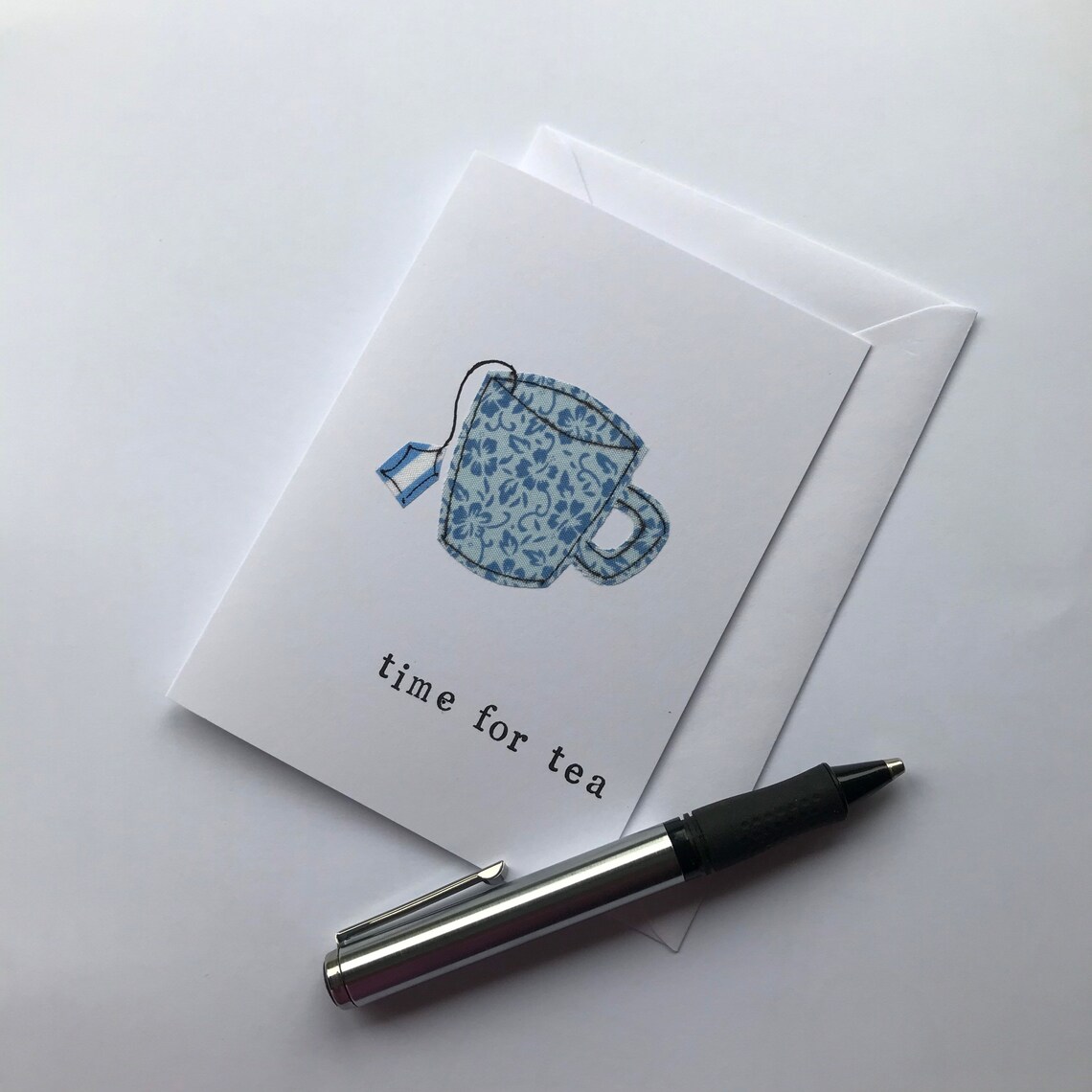 Tea Greeting Card, Mug of Tea Fabric Collage Card, Card for Friend ...