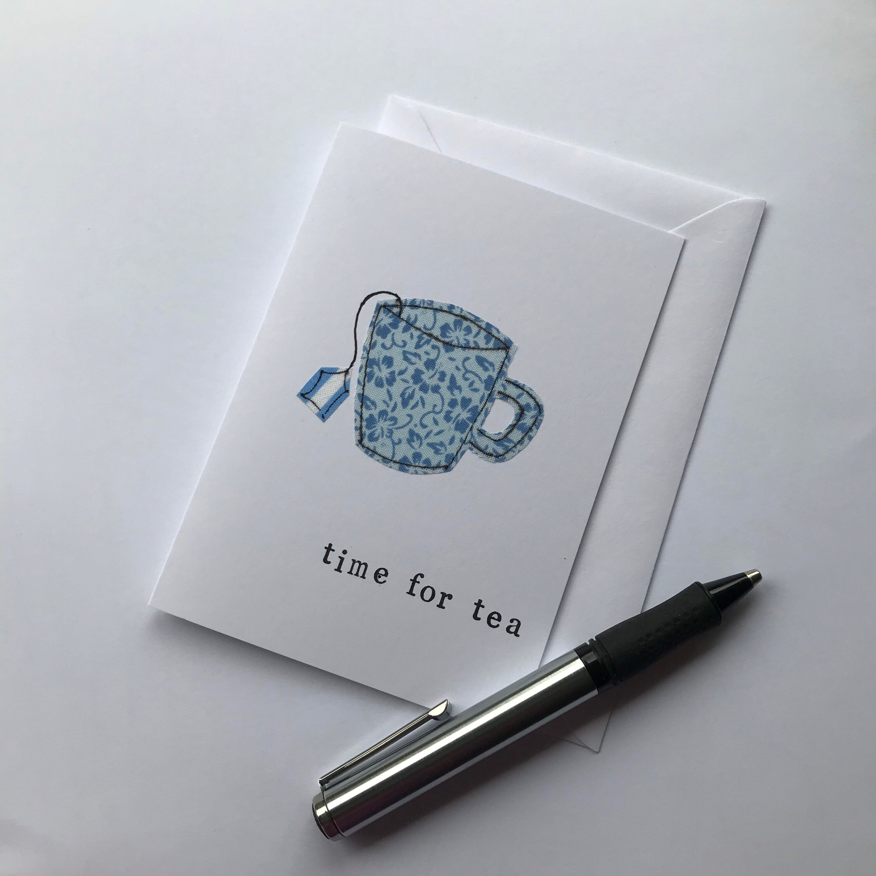 Tea Greeting Card, Mug of Tea Fabric Collage Card, Card for Friend ...