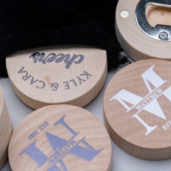 Personalized Round Wood Magnetic Bottle Openers - Etsy