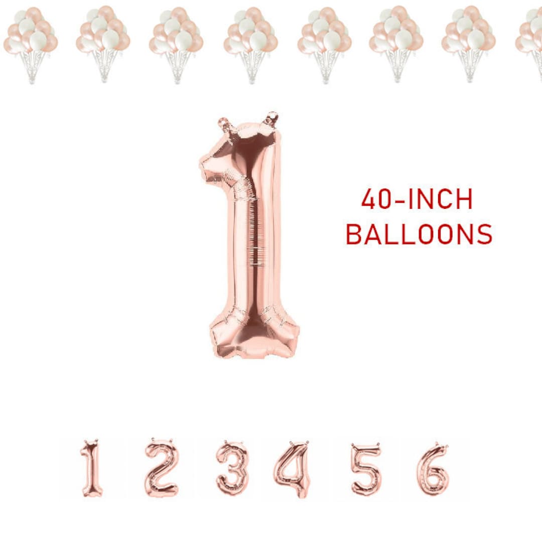 40-inch Rose Gold Number Foil Balloons | Birthday Balloons | Huge ...