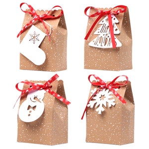 Christmas Gift Bag Set | Kraft Favor Bags | Holiday Candy Pouches for ...