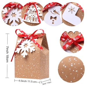 Christmas Gift Bag Set | Kraft Favor Bags | Holiday Candy Pouches for ...