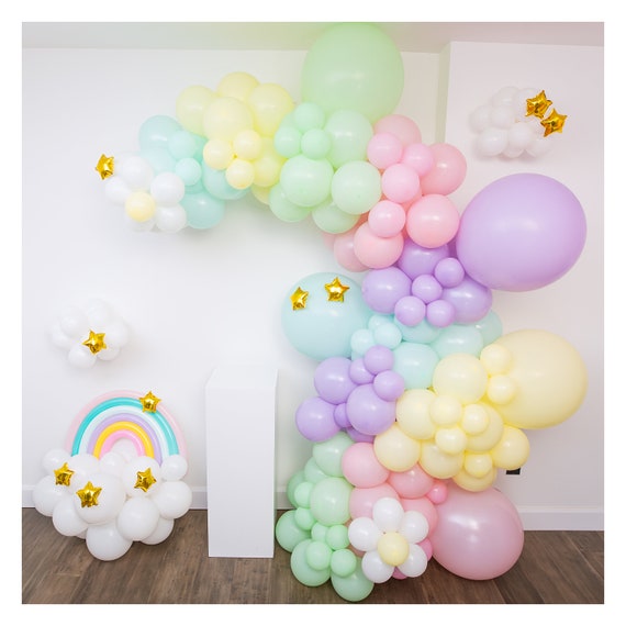 16ft Pastel Rainbow Balloon Garland And Arch Kit With Rainbows And