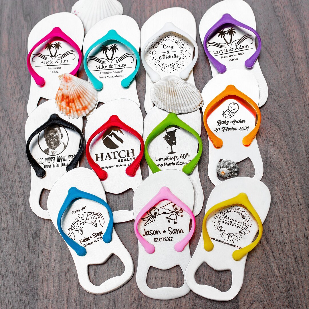 20 Engraved Custom Engraved Flip Flop Bottle Openers | Personalized ...