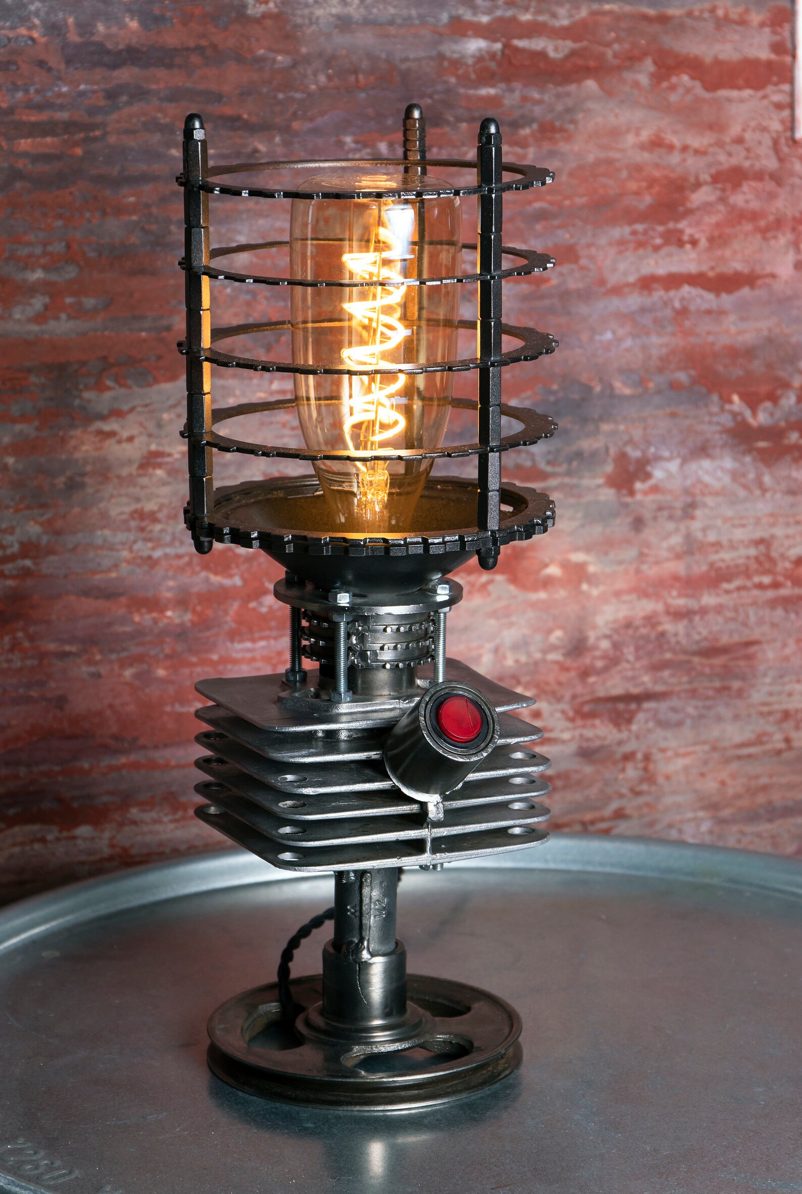 Steampunk Lamp Industrial Design Vintage Lighting Upcycled Scrap Art ...