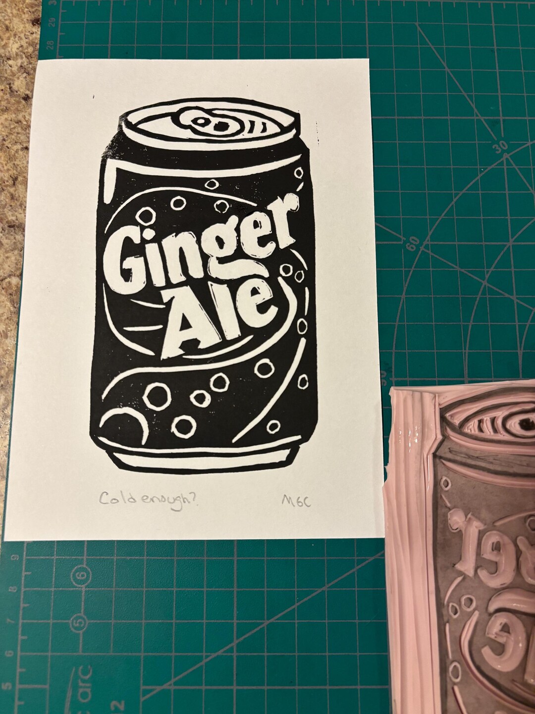 Ginger Ale Shane Hollander Linocut Print | Heated Inspired Art | Hockey ...