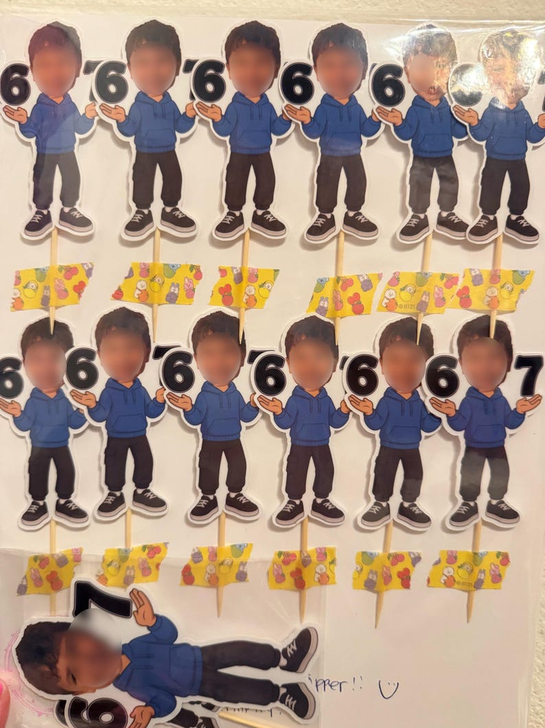 NEW DESIGN Gen Z Alpha 6-7 Face Cupcake Toppers Viral Meme Birthday ...