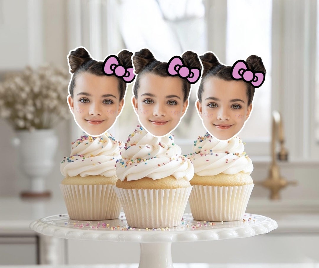 Hello Kitty Bow Inspired Face Cupcake Toppers Customized Birthday Any ...