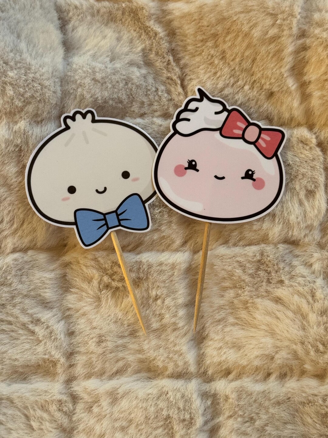 Cute Kawaii Little Dumplings Bao Gender Reveal Baby Shower Cupcake ...